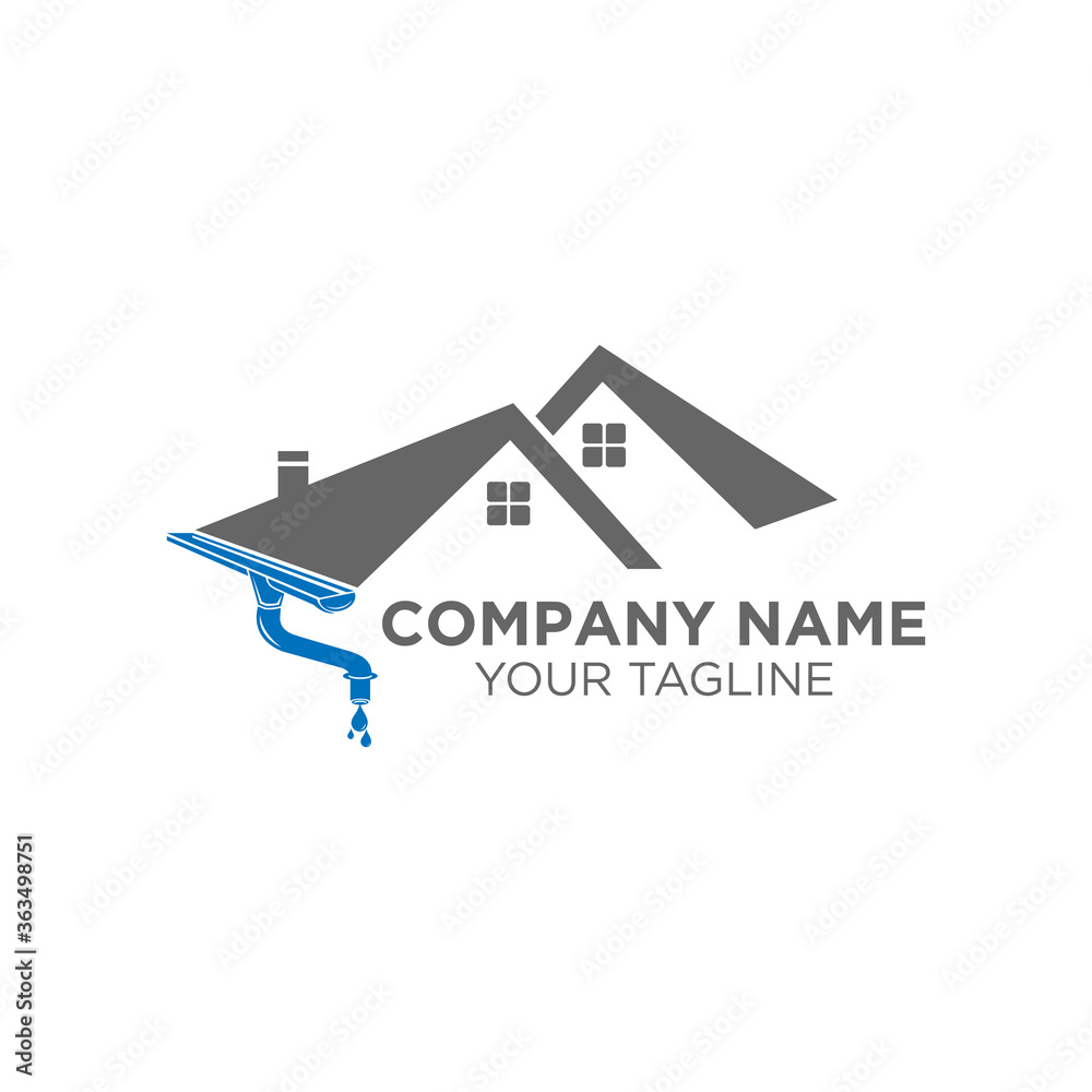 house roof gutter logo design. home pipe installation vector template ...