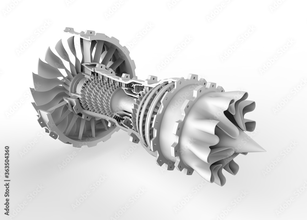 High-Bypass Jet Engine 3D white rendering Stock Illustration | Adobe Stock