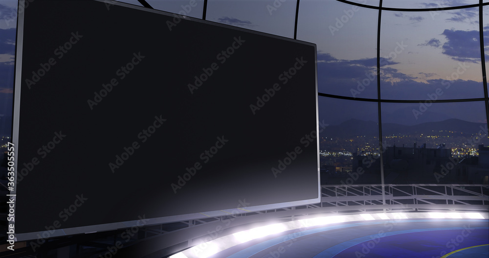 TV show backdrop, with video wall. Ideal for virtual tracking system ...