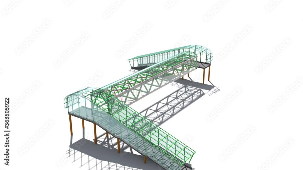 Presentation of a modern BIM model of a pedestrian crosswalk of glass ...