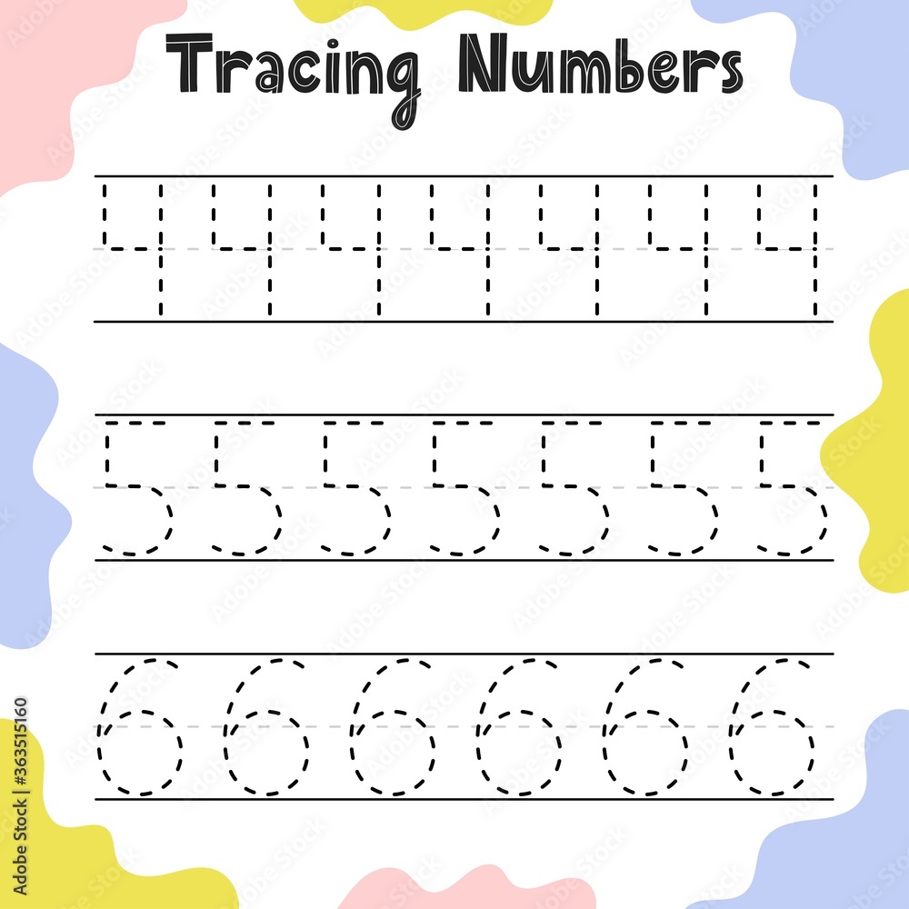 Tracing numbers activity page for kids. Preschool writing worksheet ...