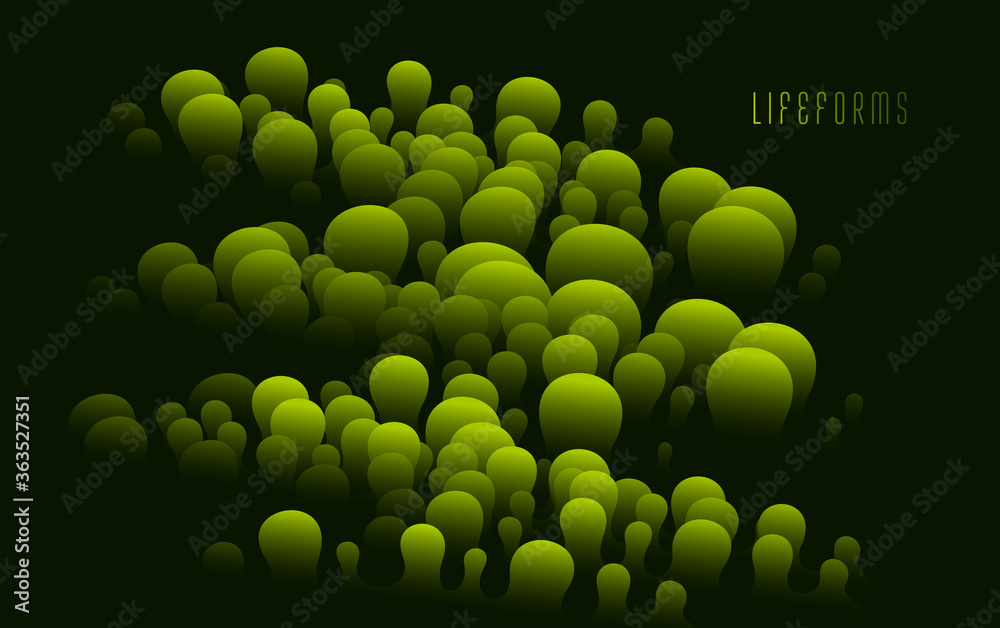 Abstract bio life form colorful fluid vector background, dimensional ...