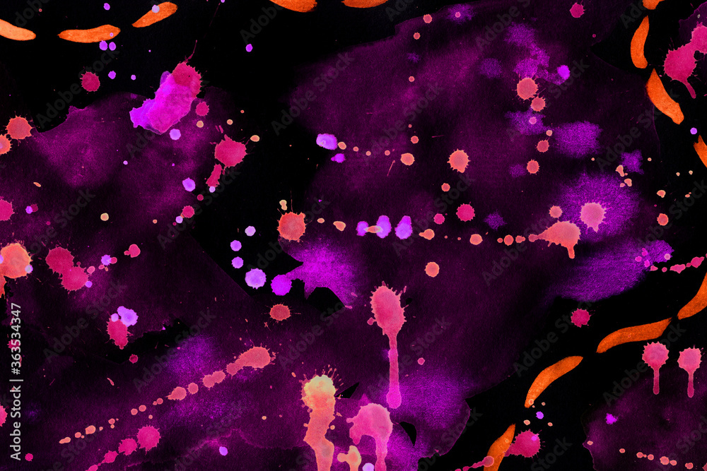 Abstract watercolor dark neon background. Hand-painted texture ...