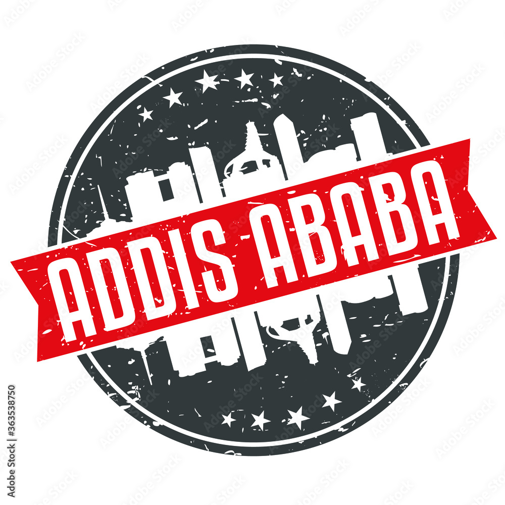Addis Ababa Ethiopia Round Travel Stamp. Icon Skyline City Design. Seal ...
