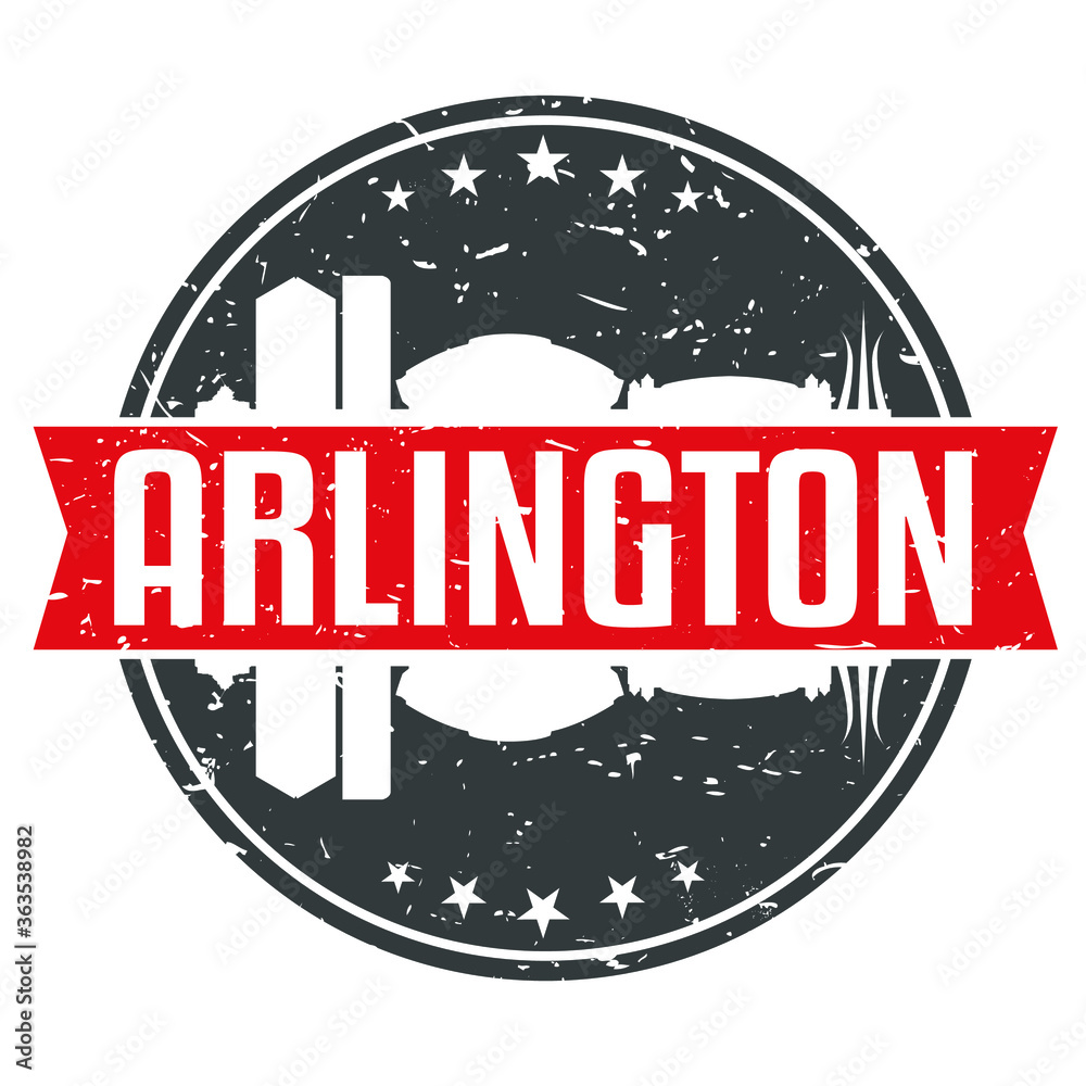 Arlington Texas Round Travel Stamp. Icon Skyline City Design. Seal ...