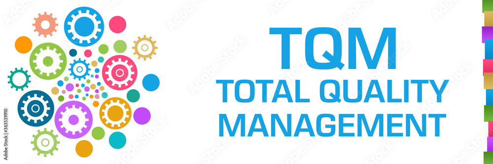 TQM - Total Quality Management Colorful Dots Circular Gears Left Stock ...