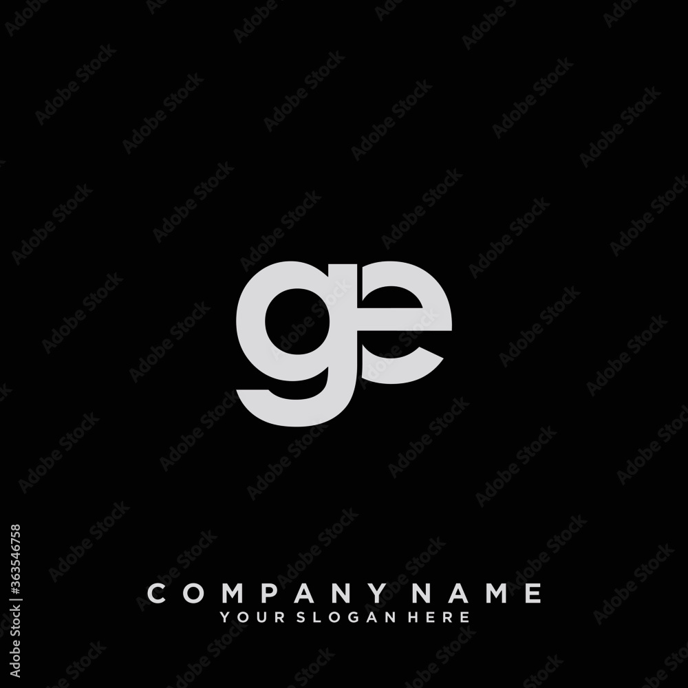 Initial letter GE logo vector black and white Stock Vector | Adobe Stock