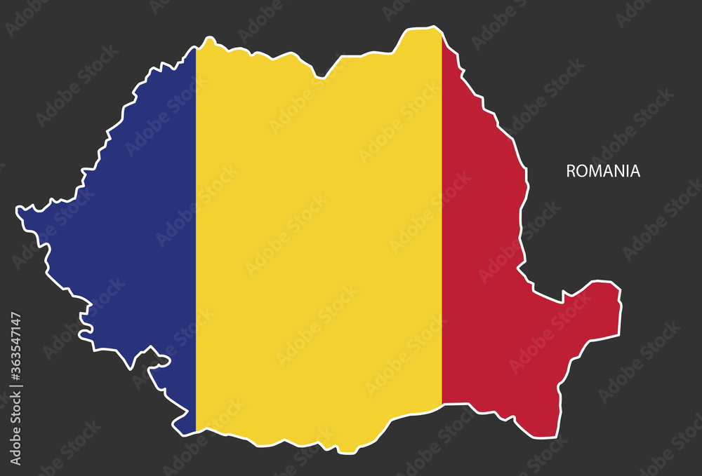Romania Map Flag