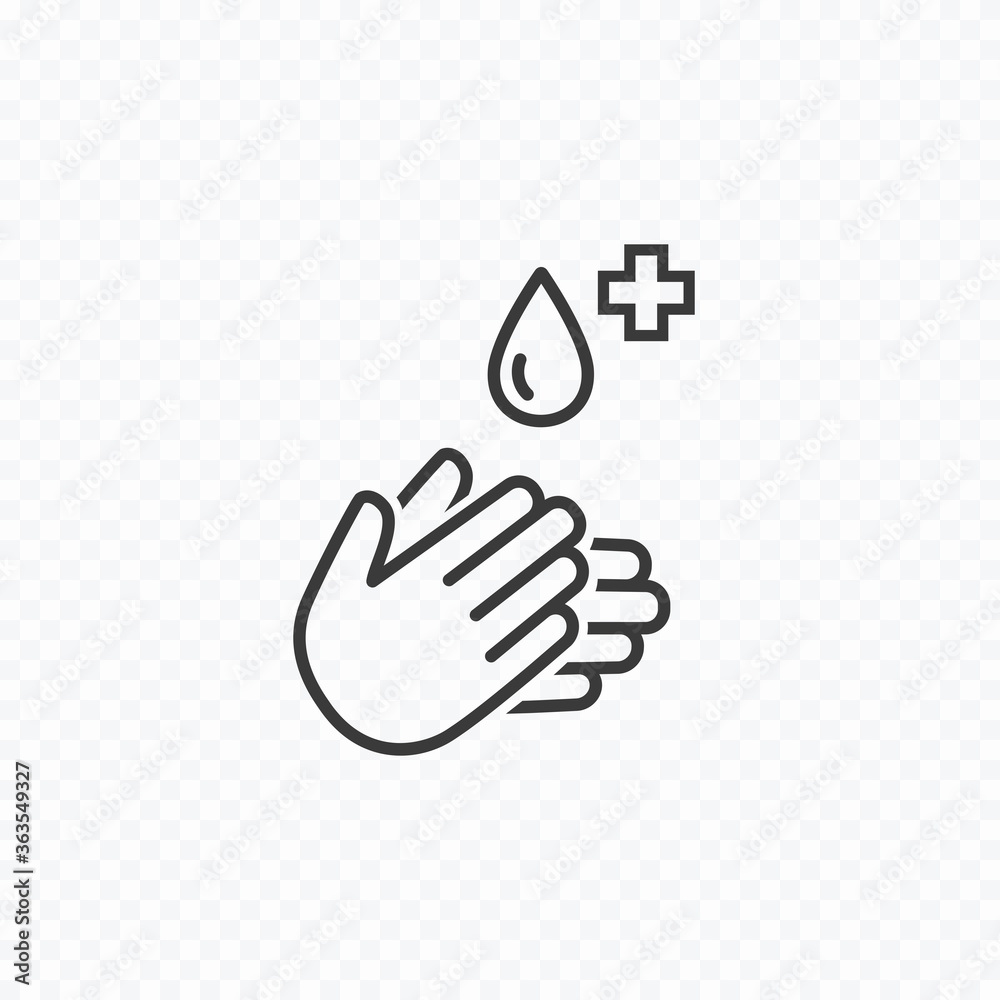 Icon of hygiene procedure, disease prevention. Vector sanitizer and ...