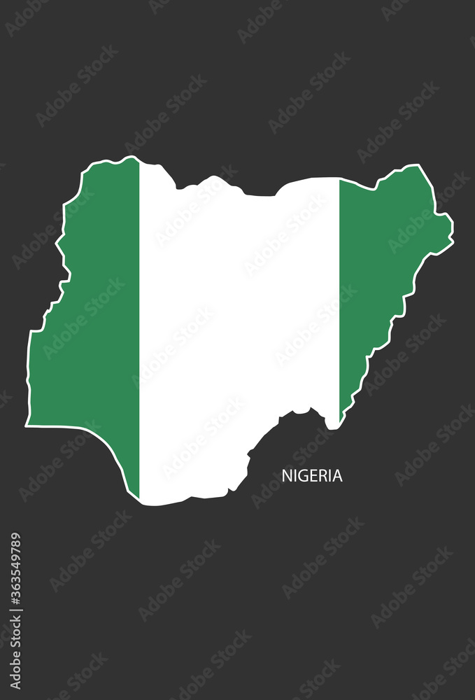 Sticker outline map of the Nigeria, flag Nigeria. Stock Vector | Adobe ...