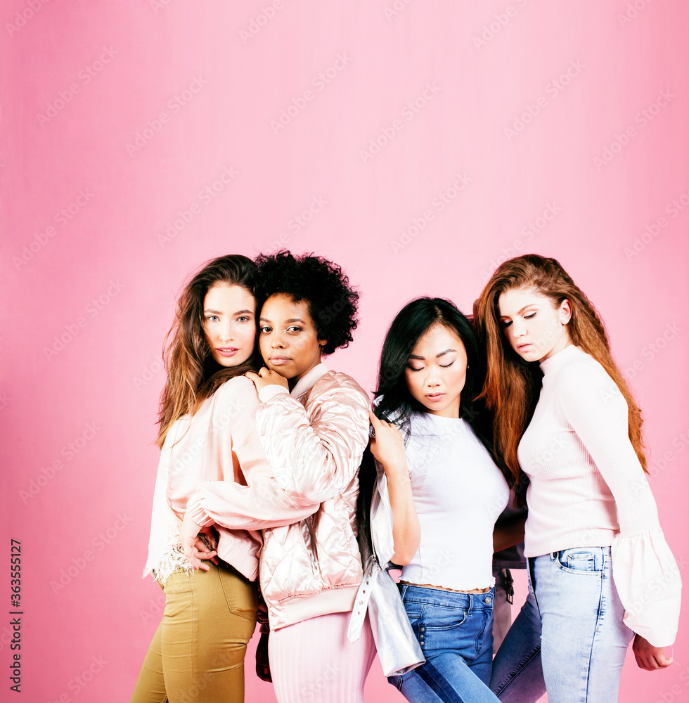 different nation girls with diversuty in skin, hair. Asian ...