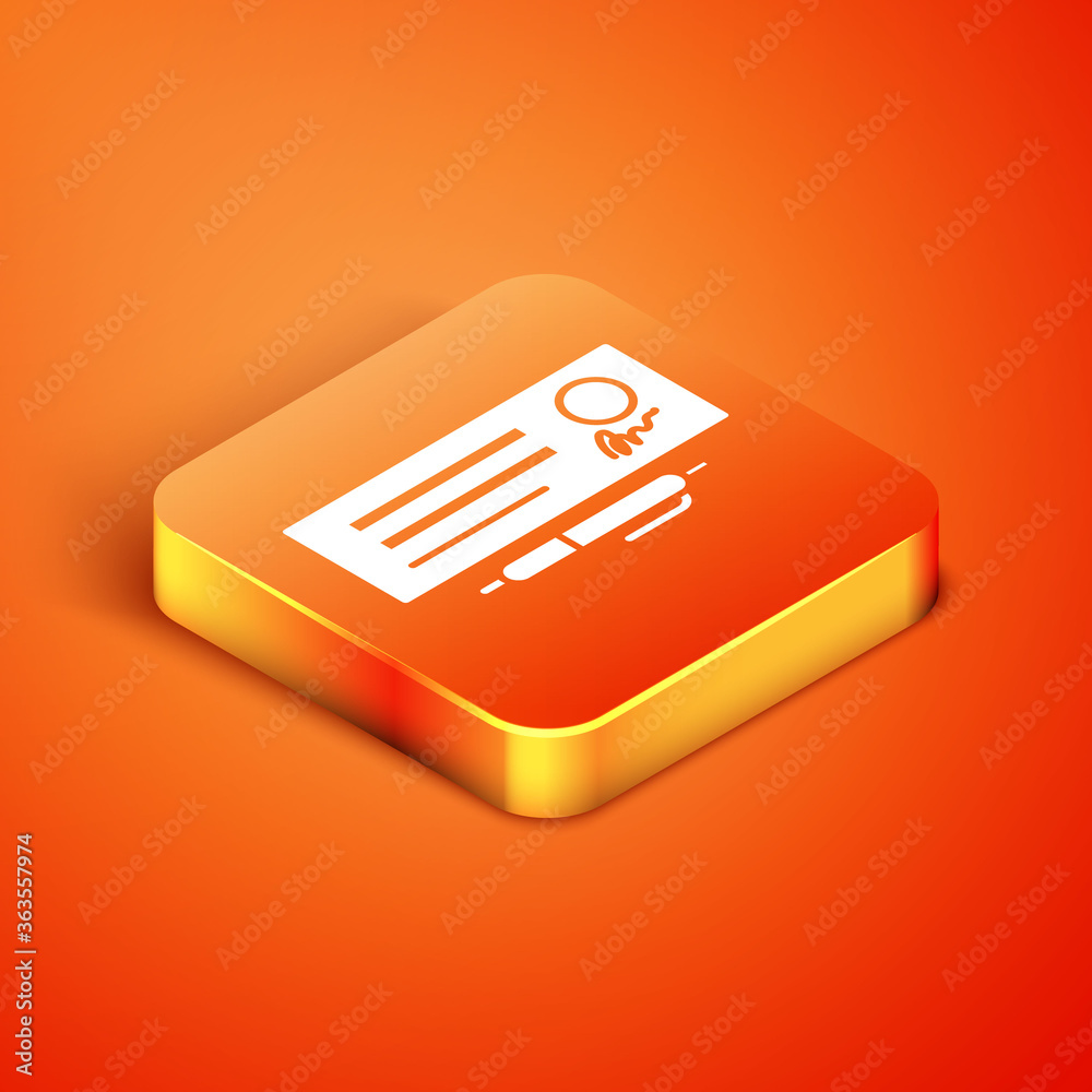 Isometric Blank template of the bank check and pen icon isolated on ...
