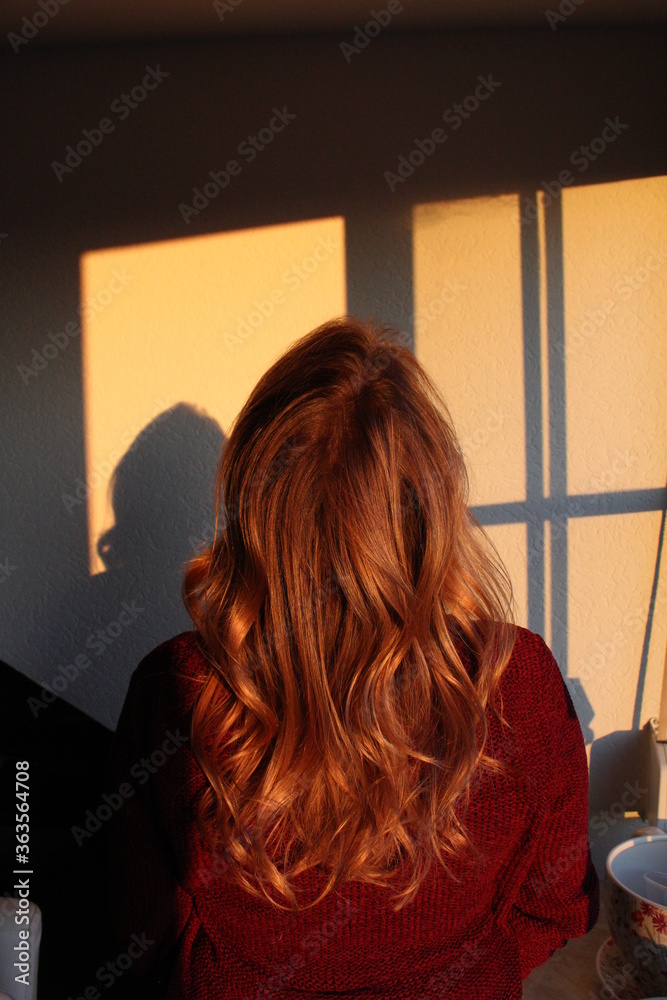 balayage red hair in sun Stock Photo | Adobe Stock