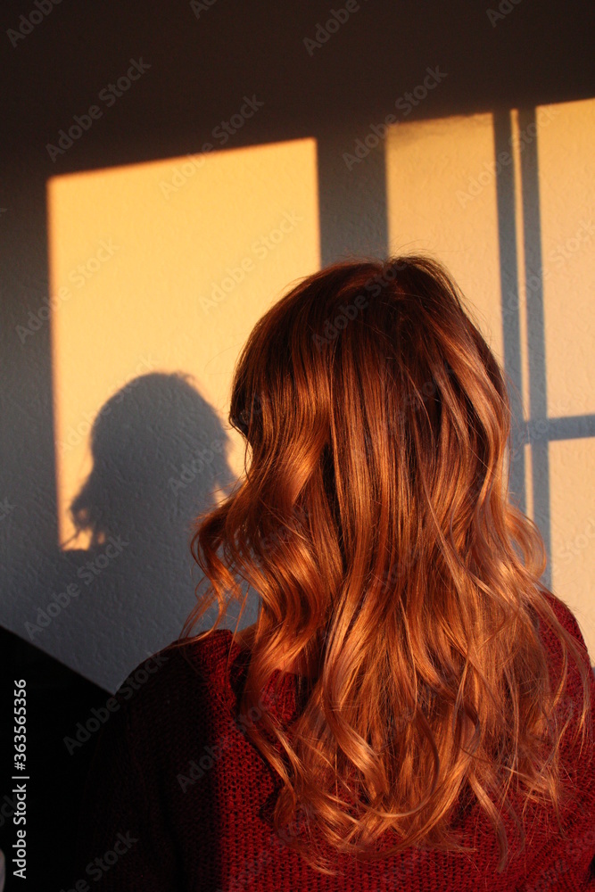 balayage red hair in sun Stock Photo | Adobe Stock