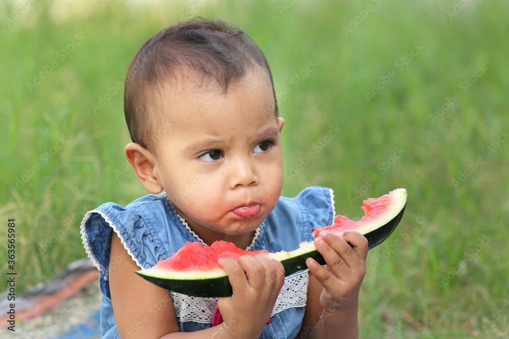 Cute Baby Eating Watermelon