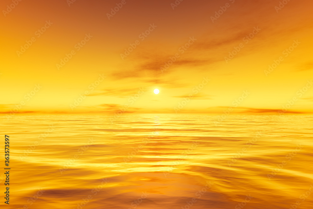 beautiful yellow sunset over the ocean background Stock Photo | Adobe Stock
