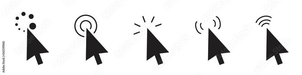 Set of arrows of computer mice. Pixel cursors icons. Vector ...