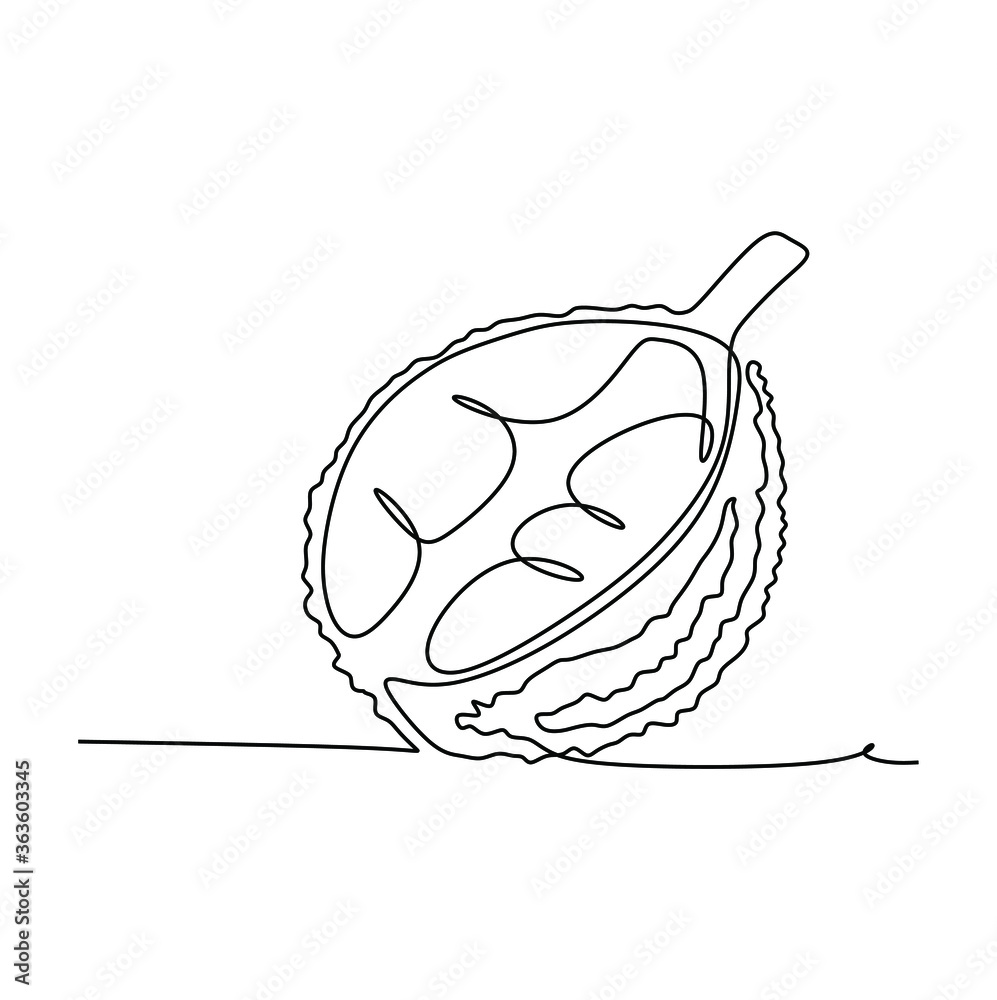 Continuous one line drawing art of a durian fruit. Vector illustration ...