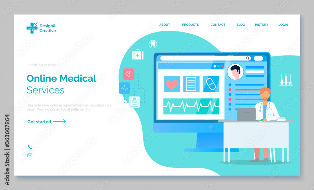 Landing page of medical website, online medical services, online help ...
