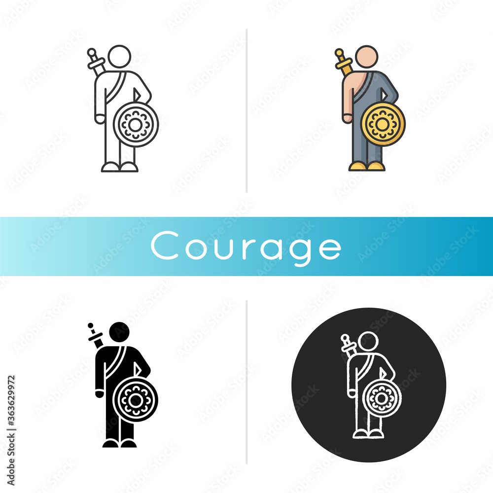 Courage icon. Feeling of bravery, fearlessness. Human psychology ...