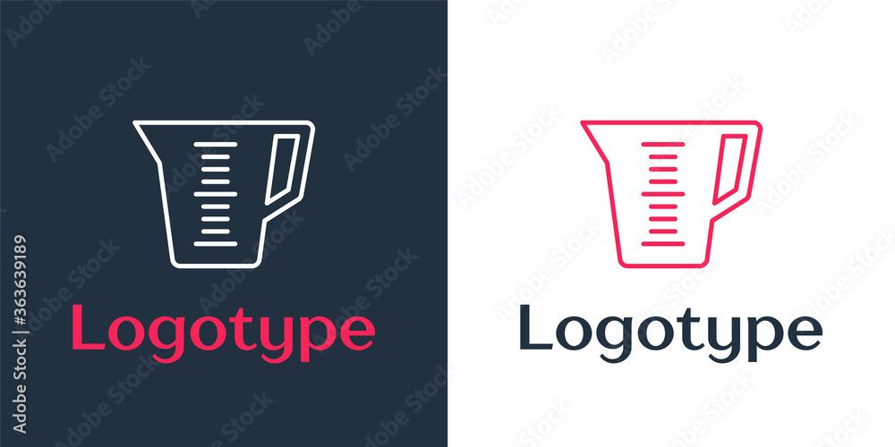 Logotype line Measuring cup to measure dry and liquid food icon ...