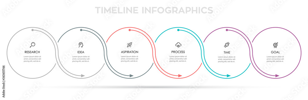 Vector Infographic thin line design with icons and 6 options or steps ...