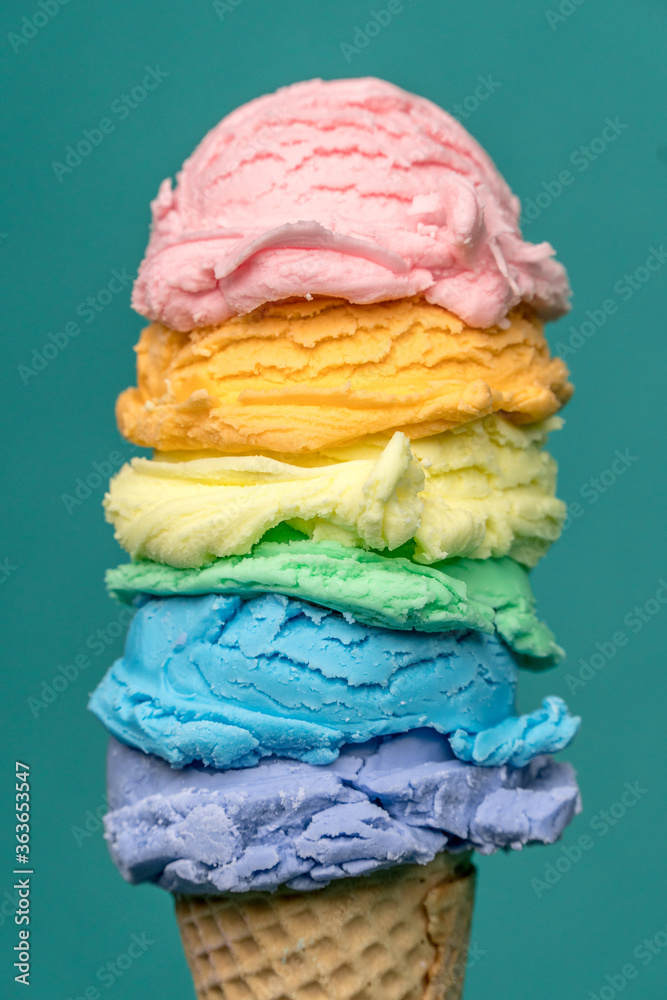 Rainbow ice cream Stock Photo | Adobe Stock