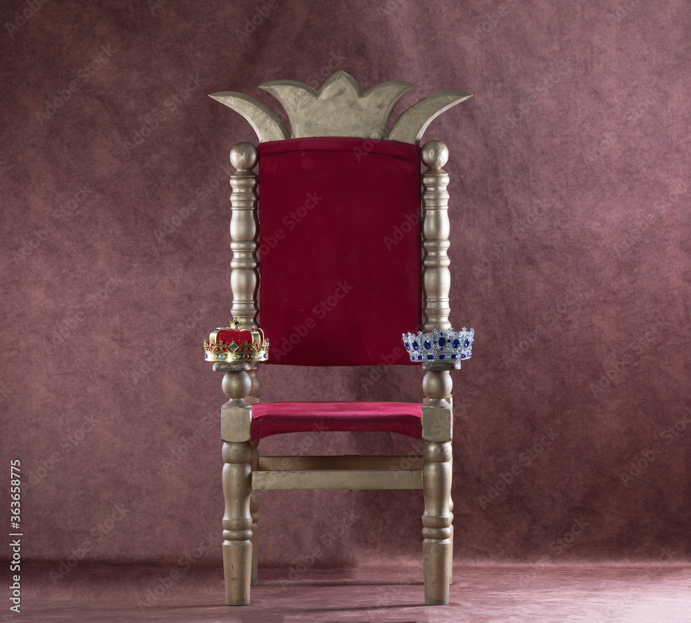 royal throne with crown on a red background Stock Photo | Adobe Stock