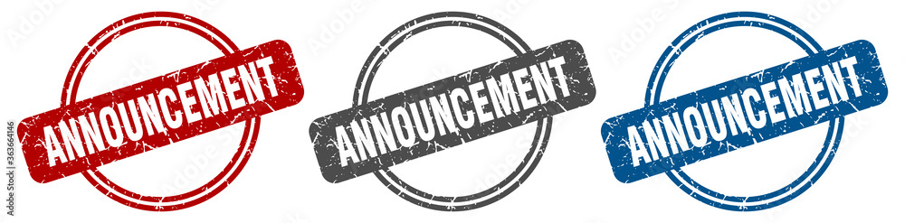 announcement stamp. announcement sign. announcement label set Stock ...
