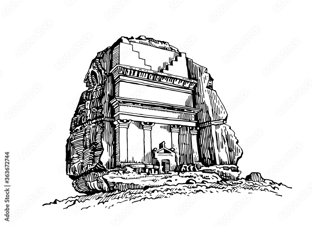 Graphical hand-drawn dolmen isolated on white background,vector ...