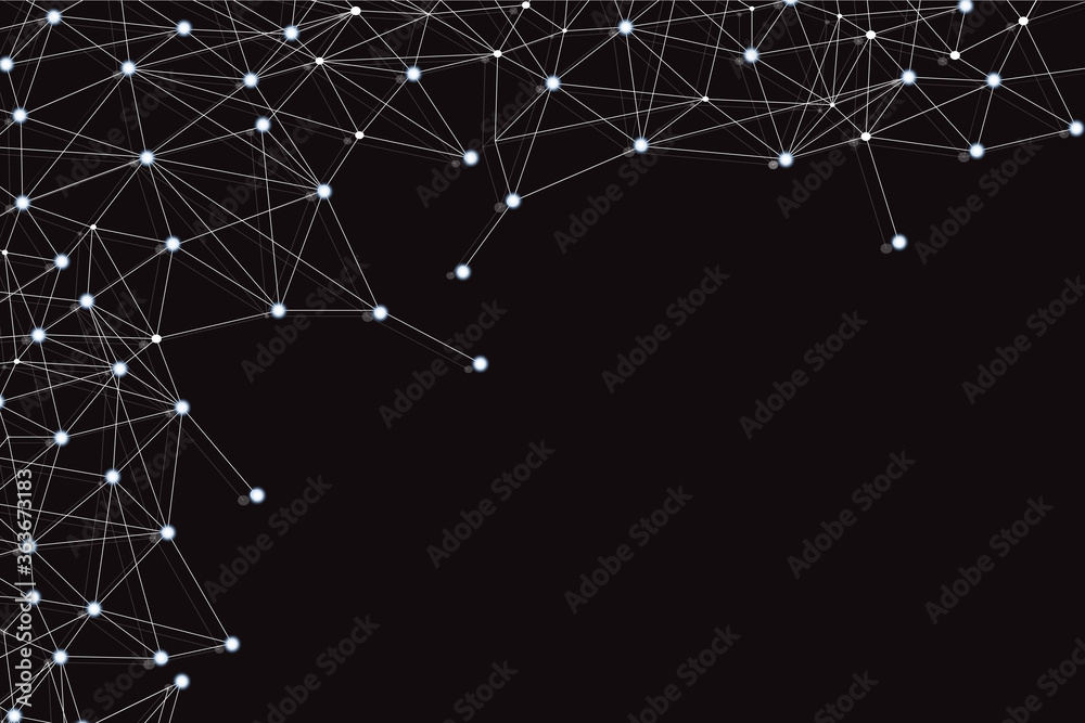 Network abstract connection isolated on black background.Network ...