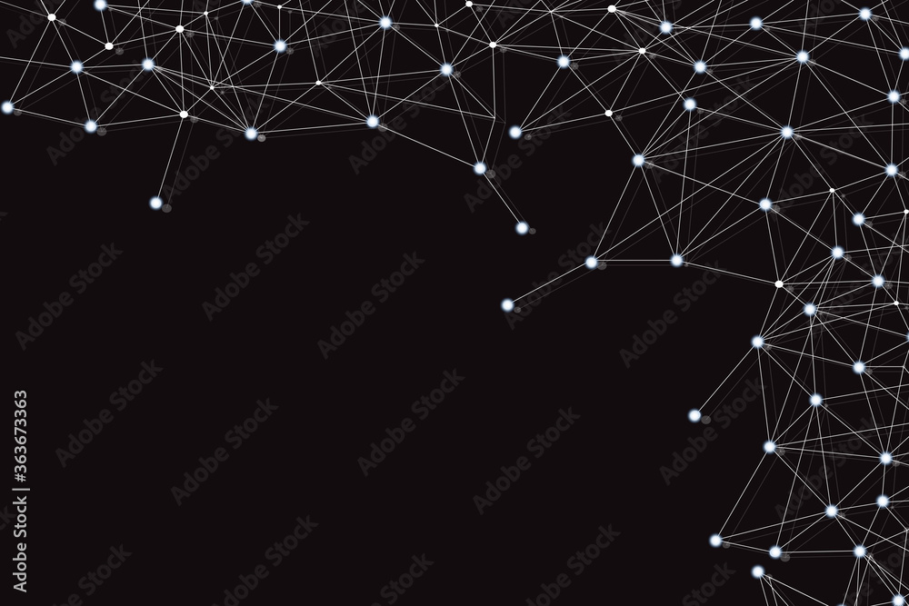Network abstract connection isolated on black background.Network ...
