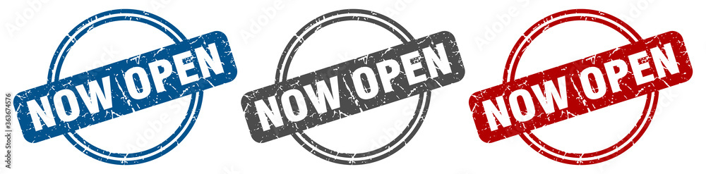 now open stamp. now open sign. now open label set Stock Vector | Adobe ...