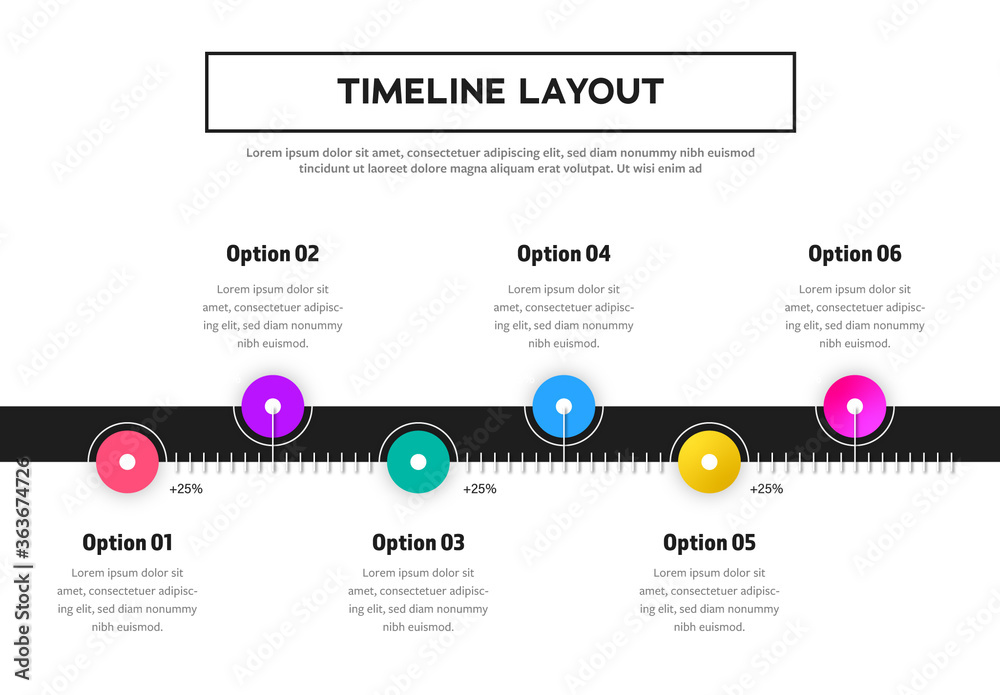Infographic Timeline Layout with Colorful Elements Stock Template ...