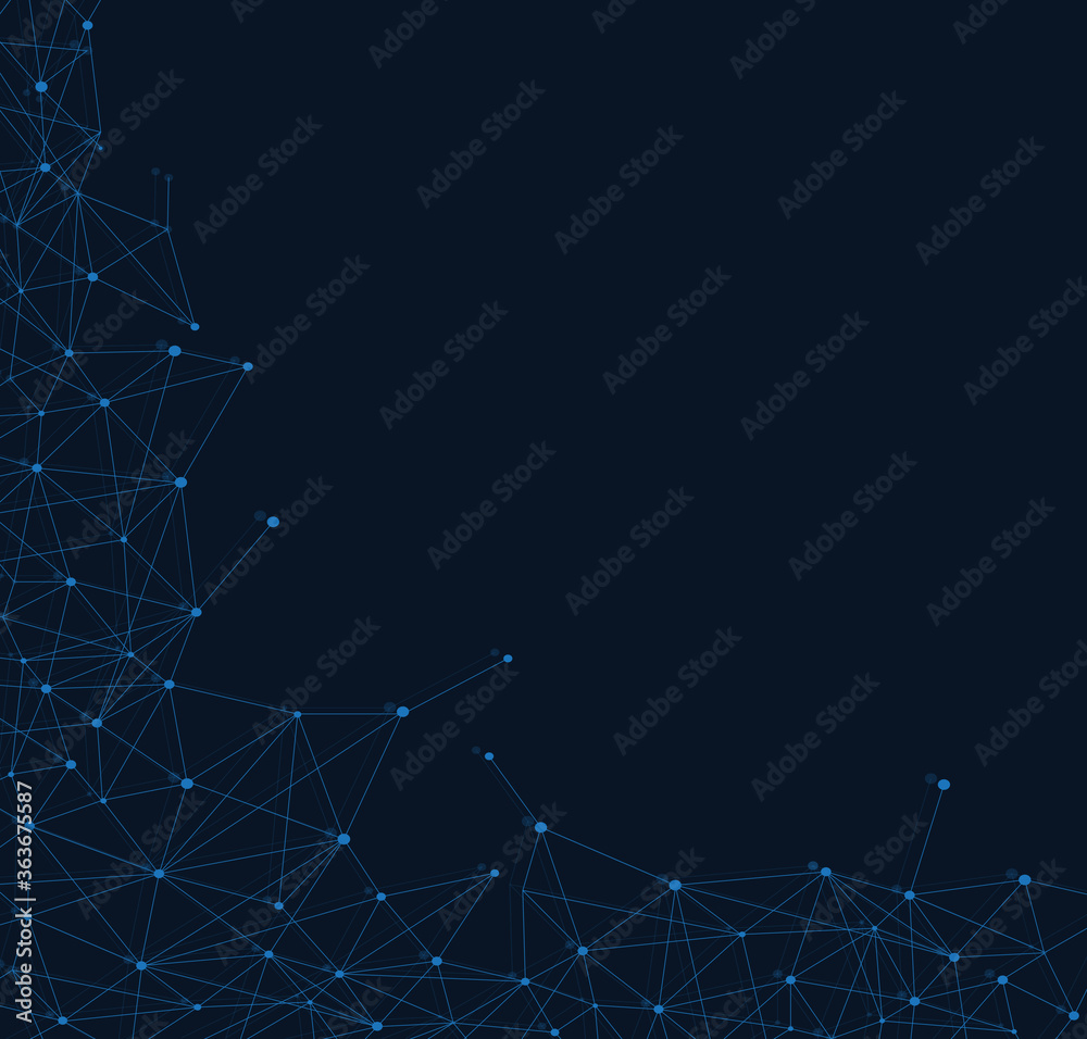 Network abstract connection isolated on black background.Network ...