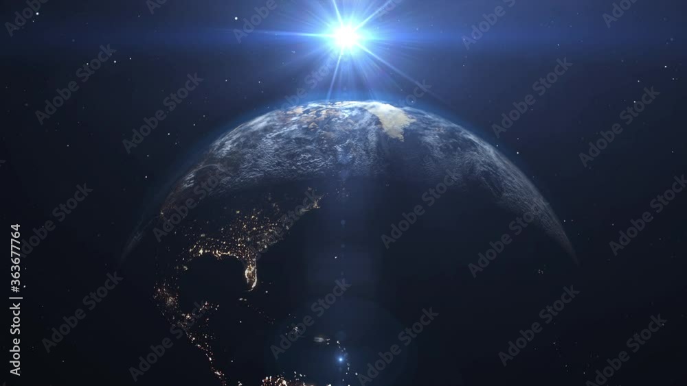 Planet earth from space Beautiful Sunrise world skyline. Planet earth ...