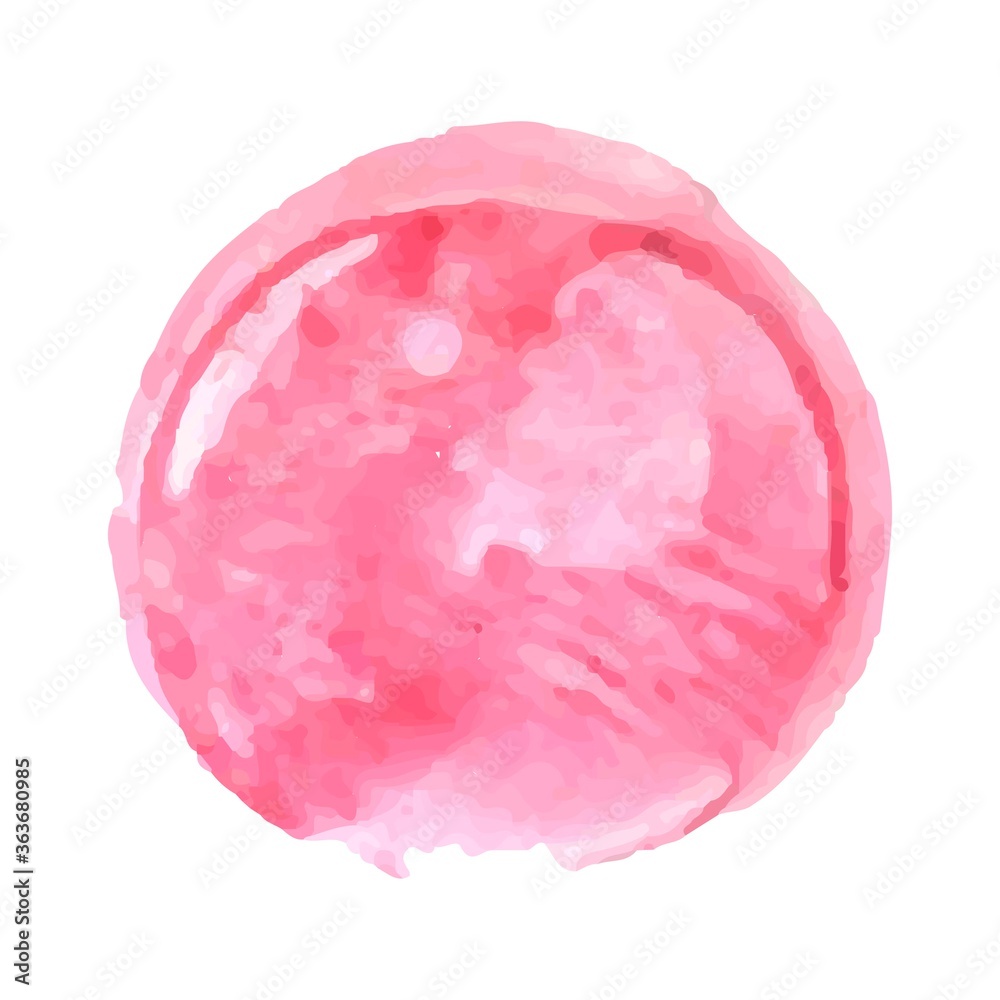 Vector watercolor, circle of pink color on a white background, stock ...