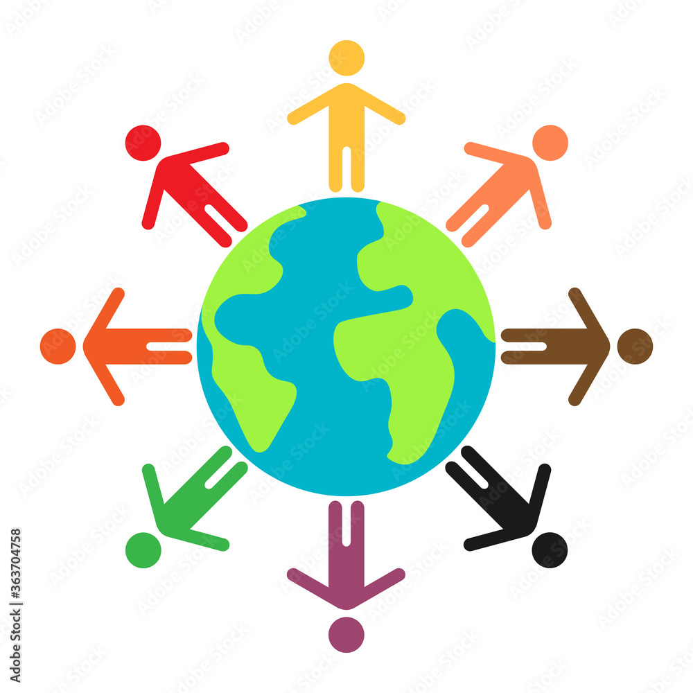 Igualdad de razas y géneros. Personajes hombres y mujeres de diferente ...