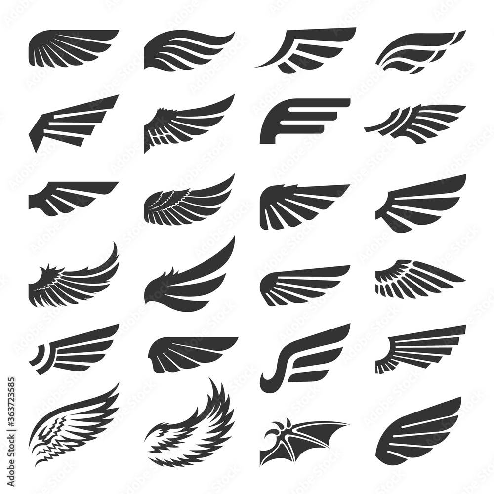 Set of wing signs design elements Stock Vector | Adobe Stock