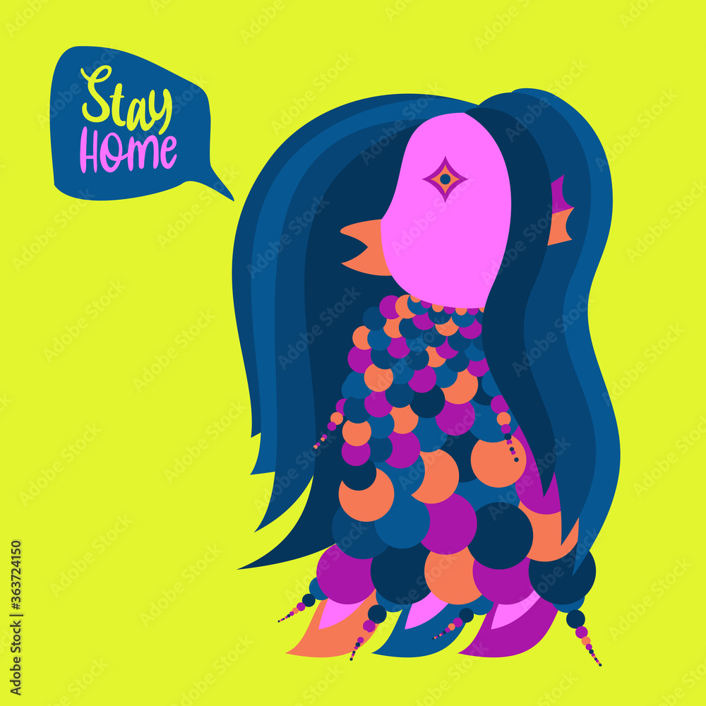 Vector illustration of Amabie the Japanese Yokai healing sea spirit ...