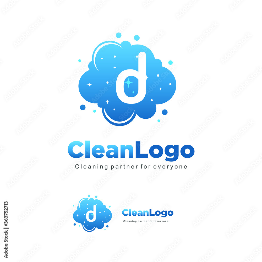 letter D clean wash water bubbles symbol logo vector Stock Vector ...