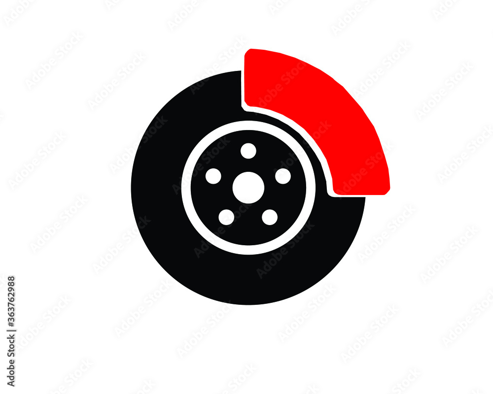 Disc brake icon of type outline Brake pump system Isolated vector sign ...