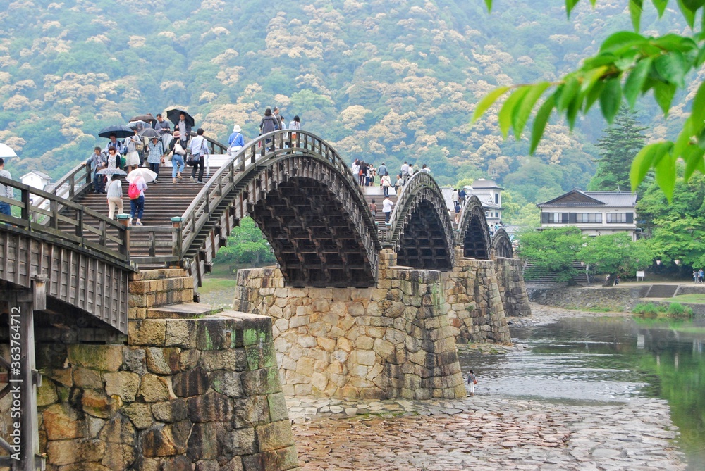 Kintaikyo Bridge, Wooden bridge in Japan. It is one of the most ...