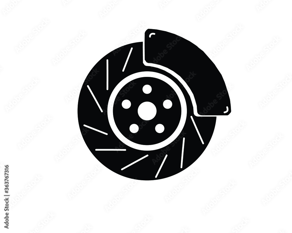 Disc brake icon of type outline Brake pump system Isolated vector sign ...