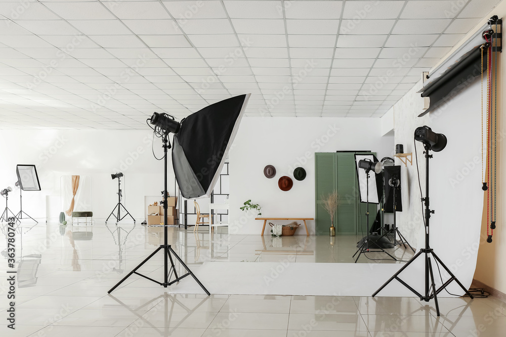 Interior of photo studio with modern equipment Stock Photo | Adobe Stock