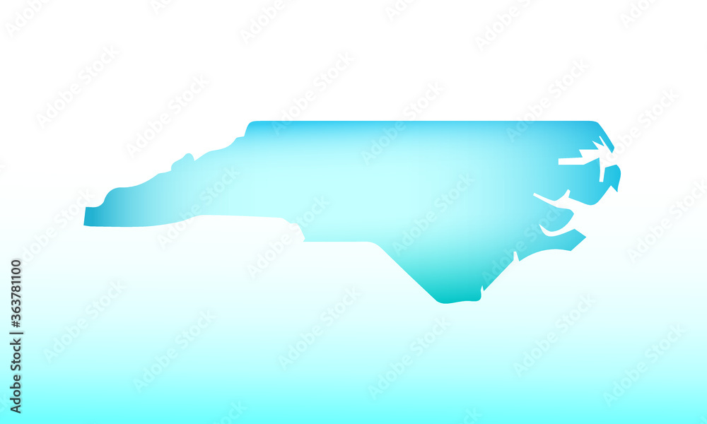 Blue North Carolina map ice with dark and light effect vector on light ...