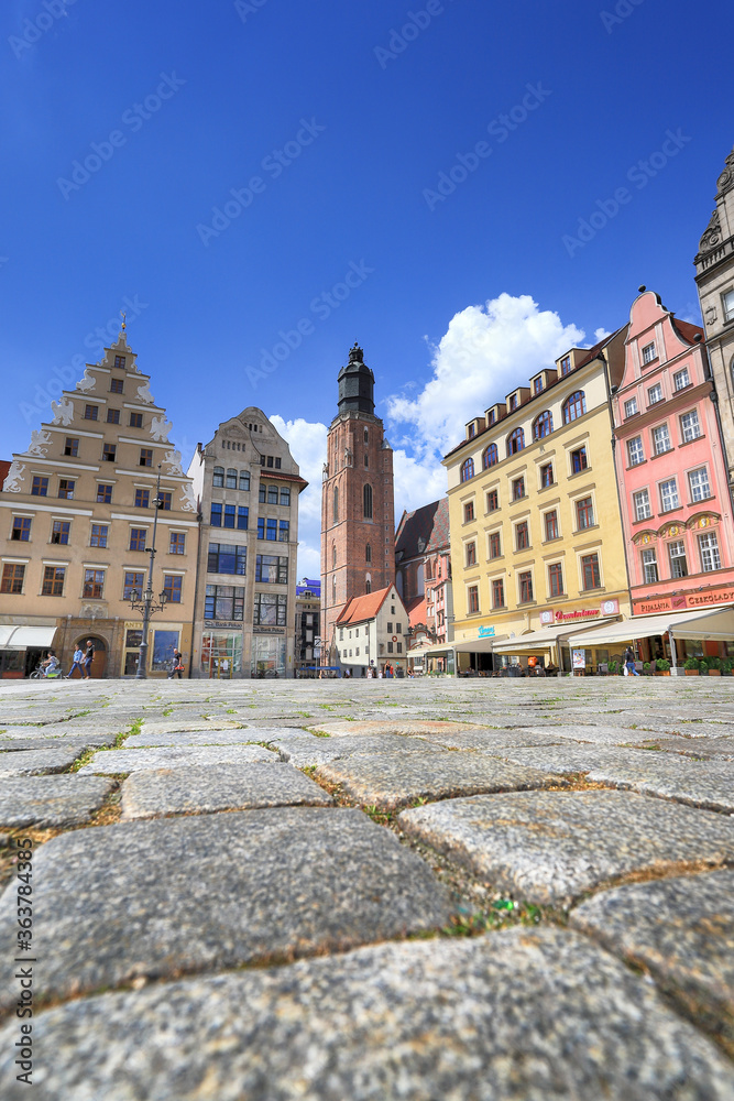WROCLAW, POLAND - JUNE 23, 2020: Wroclaw Old Town. St. Elizabeth Minor ...