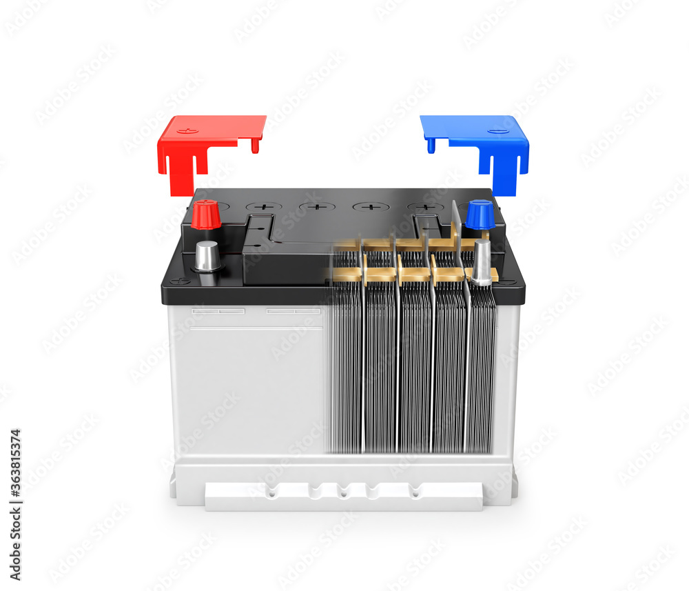 car battery (assembly drawing).3d illustration Stock Photo | Adobe Stock