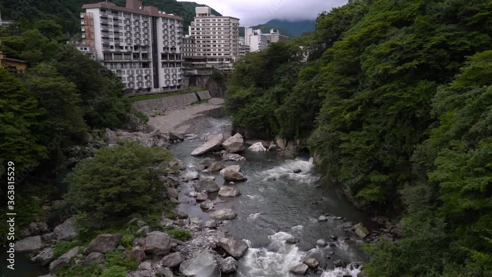 Valley And Kinugawa River Flows Through The Town Of Kinugawa Onsen At ...