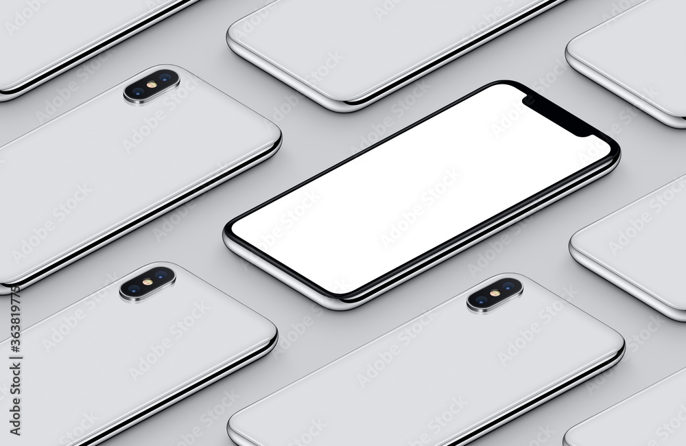 Perspective view isometric smartphones pattern mockup. New frameless ...